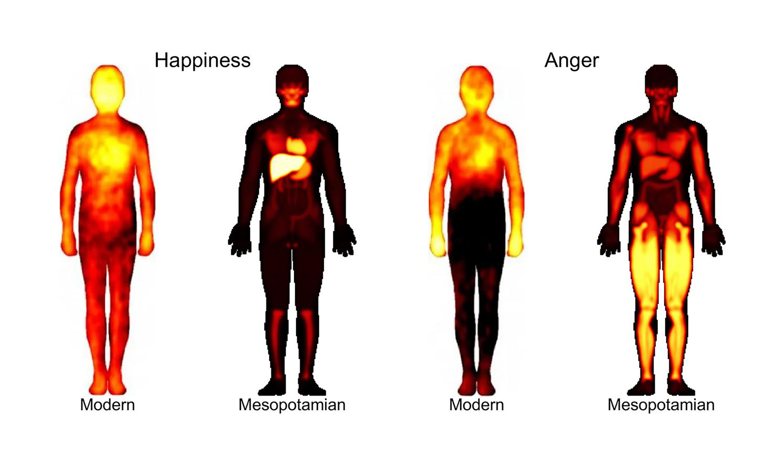 Early humans felt emotions in unusual body parts compared to now ...